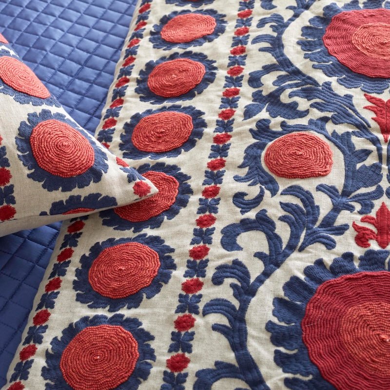 Ann Gish Suzani Throw Indigo | Bed-End from The Met x Ann Gish - FIG ...