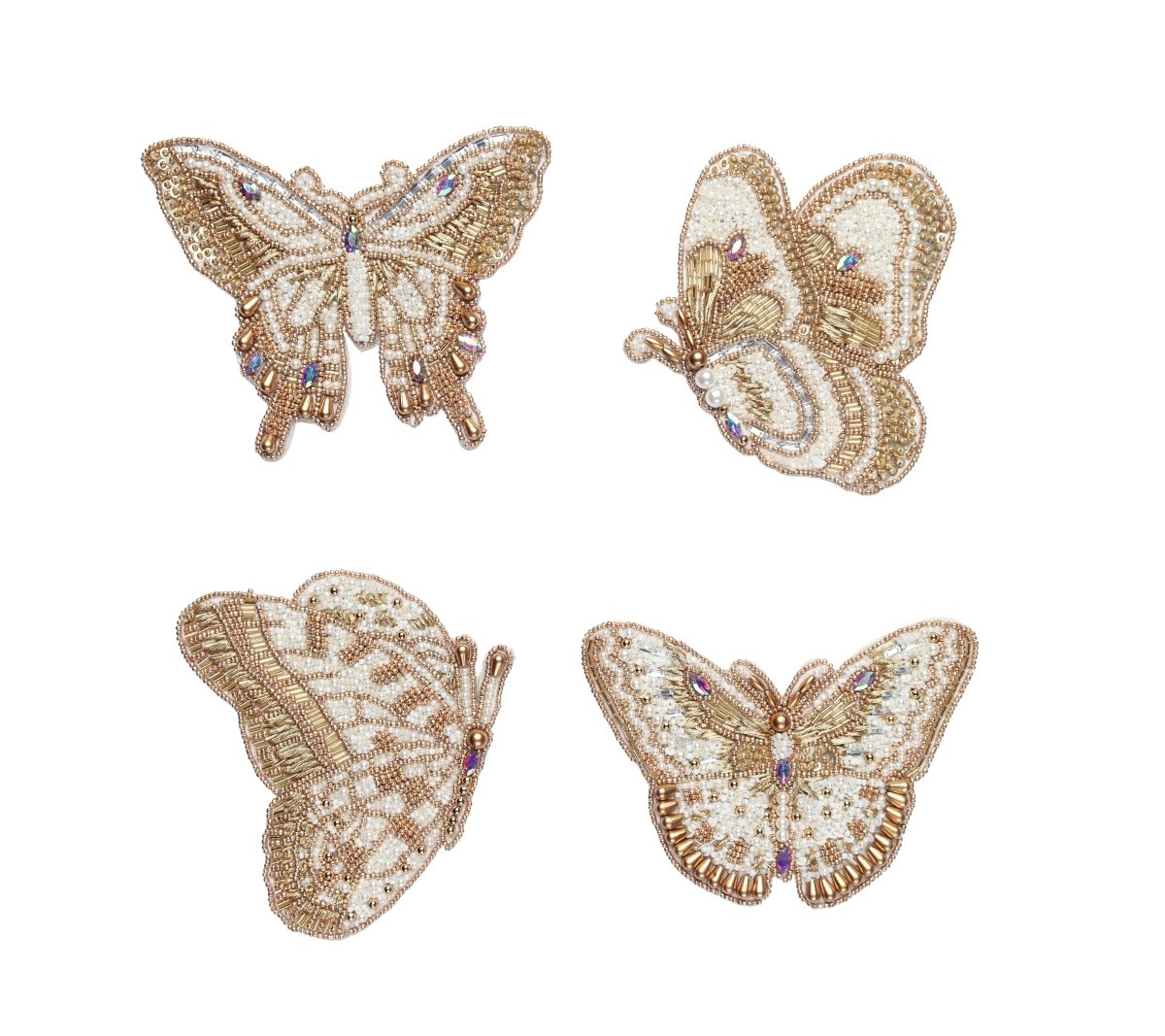 Papillon Coasters in Ivory & Gold Set of 4 in Gift Bag by Kim Seybert ...