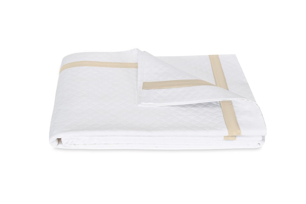 Lowell Dune Matelassé Matouk Coverlets | White Diamond Petra with Tape ...