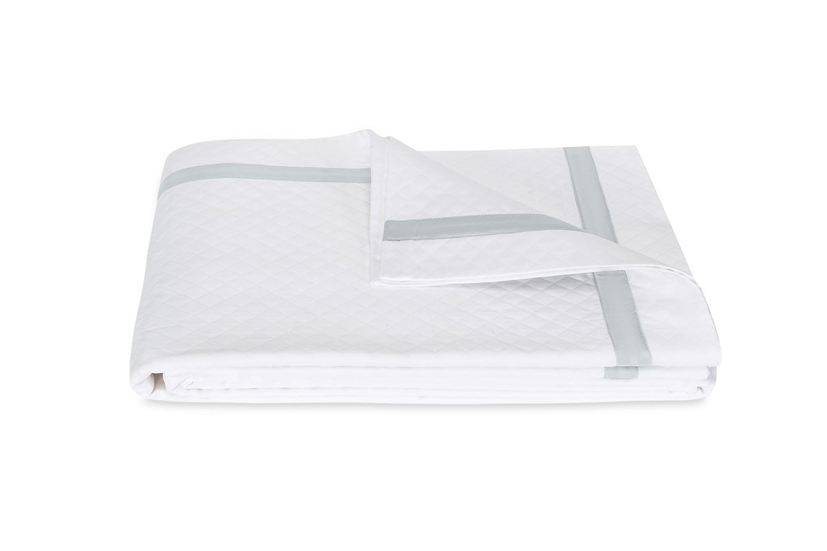 Lowell Pool Matelassé Matouk Coverlets | White Diamond Petra with Tape ...
