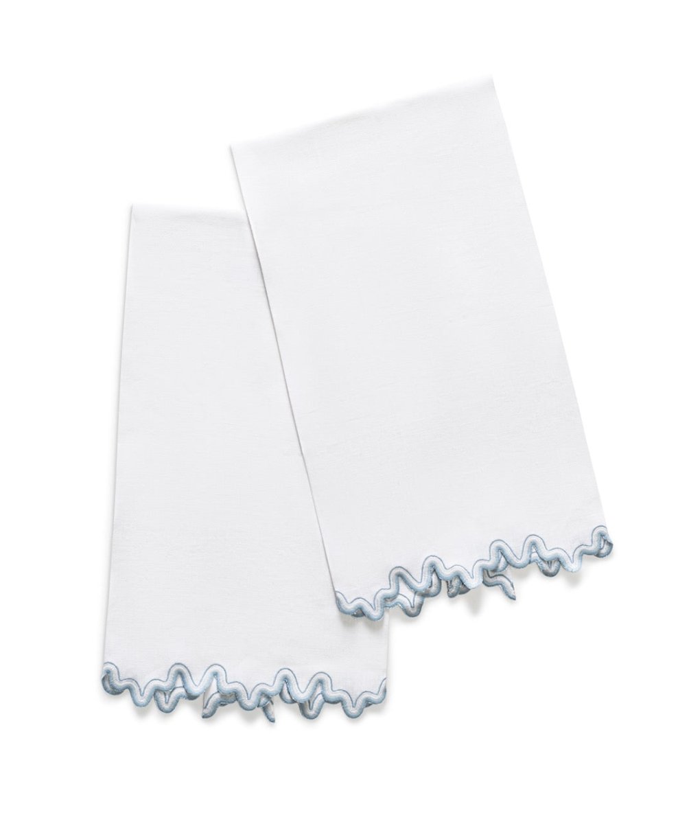 Wave Guest Towels in Hazy Blue by Matouk | Fancy Powder Room Towels ...