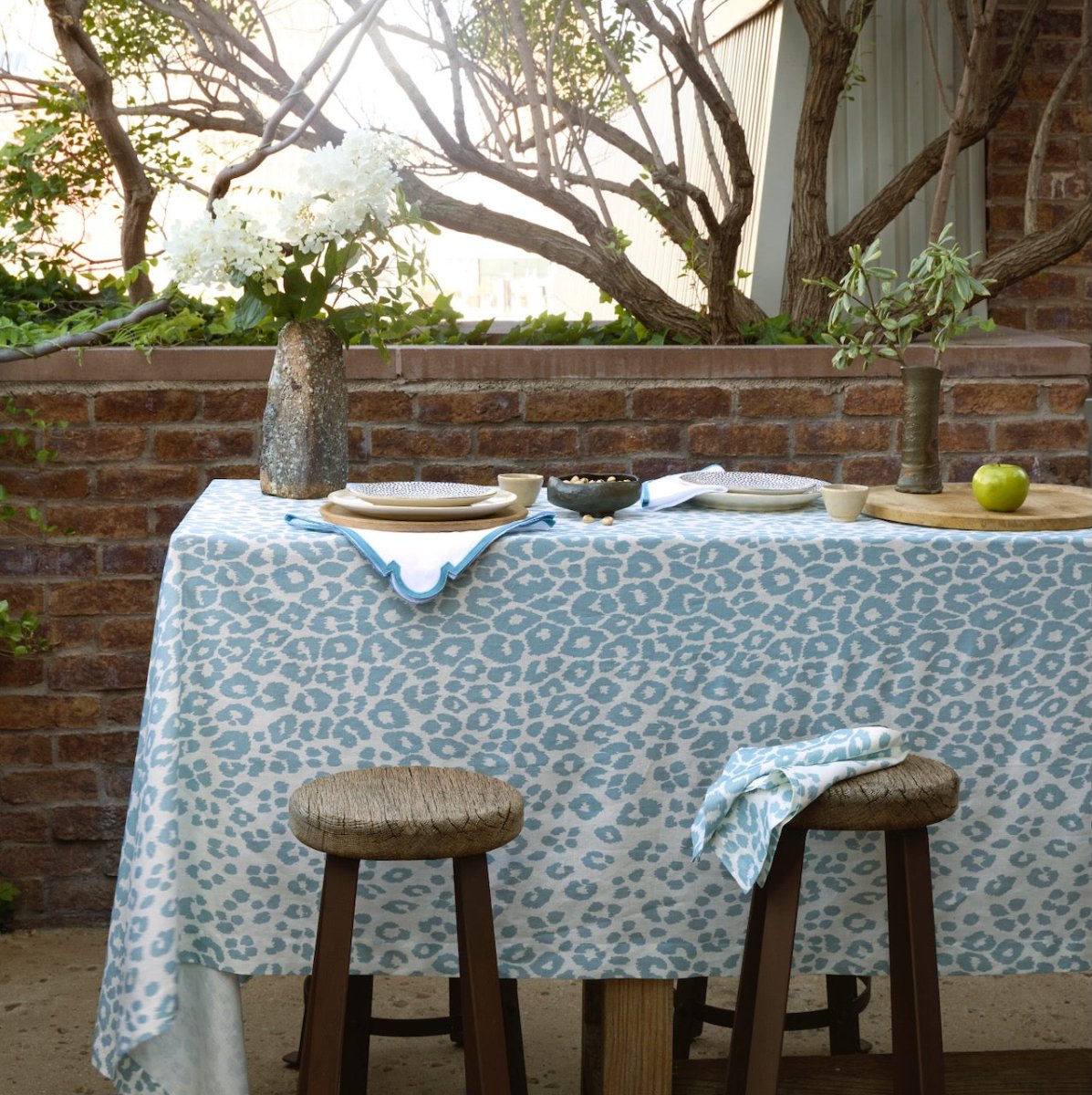 Iconic Leopard Sky Blue Table Linens by Matouk | Schumacher – FIG ...