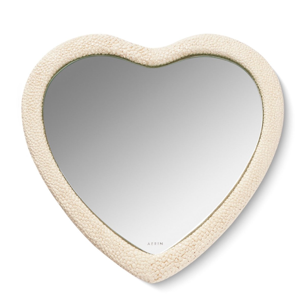 AERIN Shagreen Heart Hand Mirror in Cream | Decorative Heart-Shaped ...