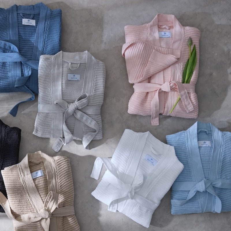Matouk Kiran Bathrobe | Waffle Matouk Robes at Fig Linens and Home ...