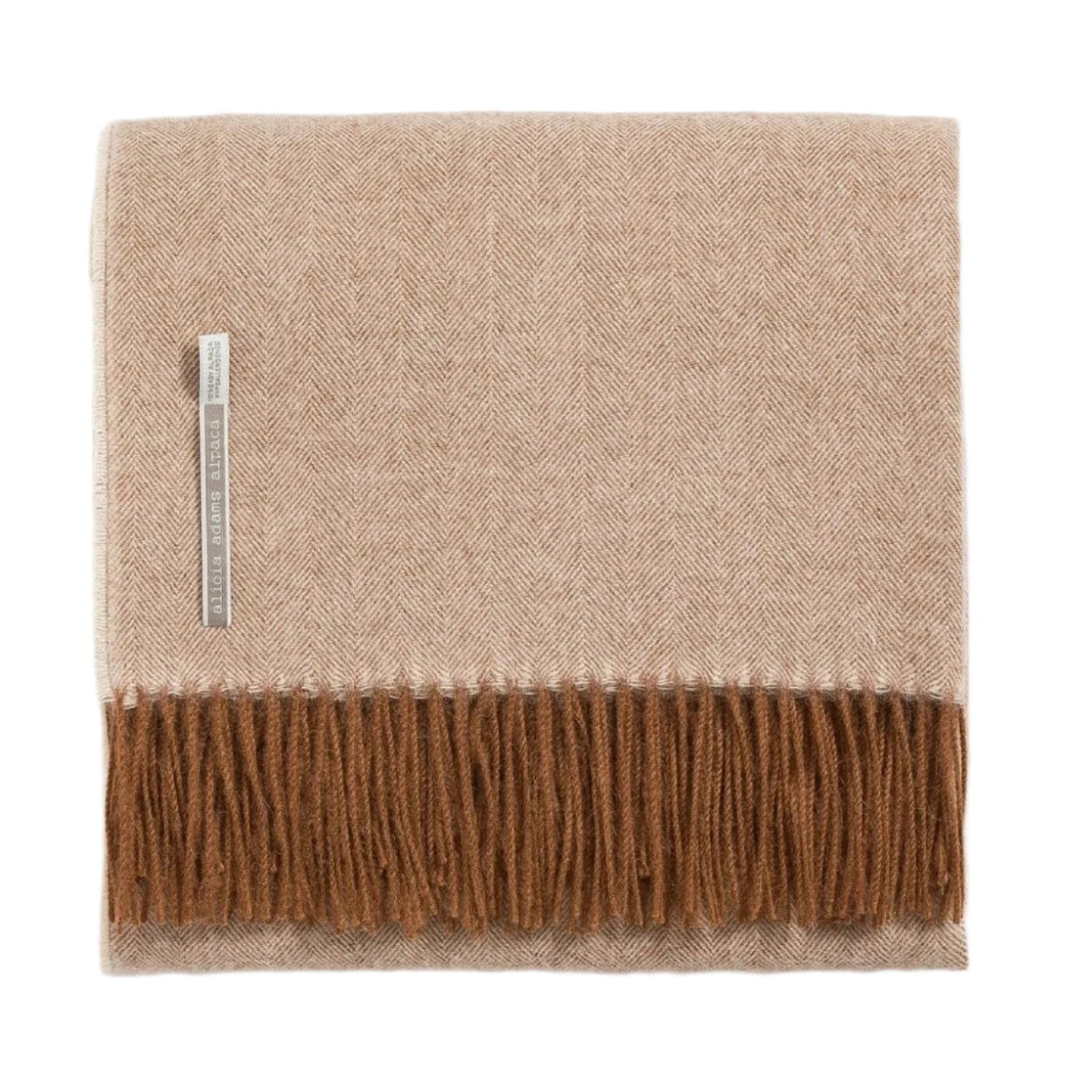 Alicia Adams Alpaca Throw in Cognac Herringbone | Luxury Throws – FIG ...